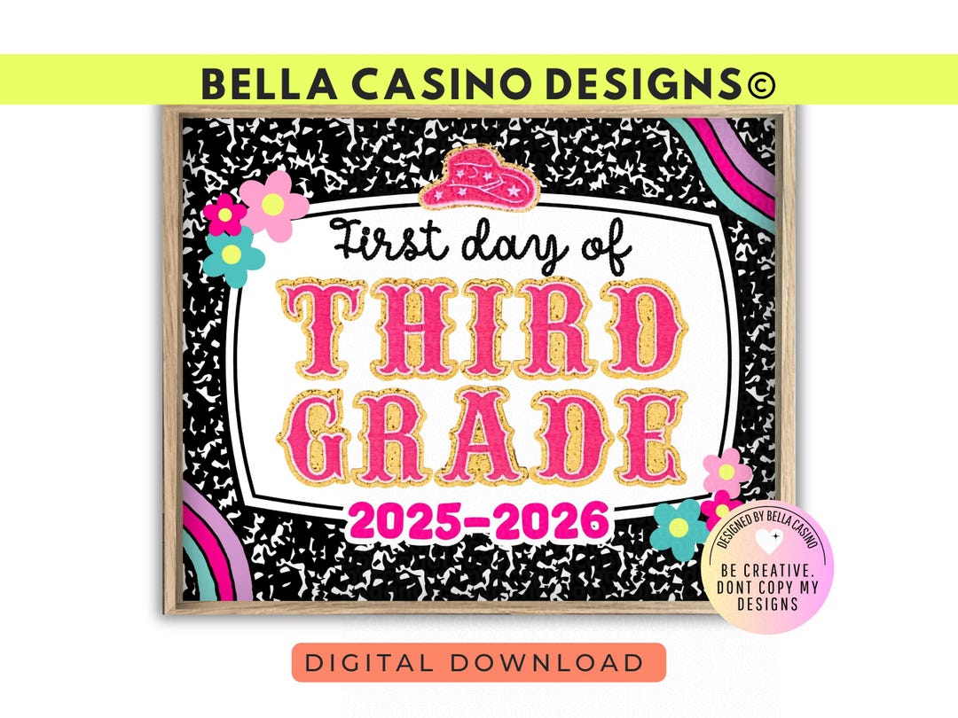 First Day of 3rd Grade Sign Printable - Digital Download - Etsy