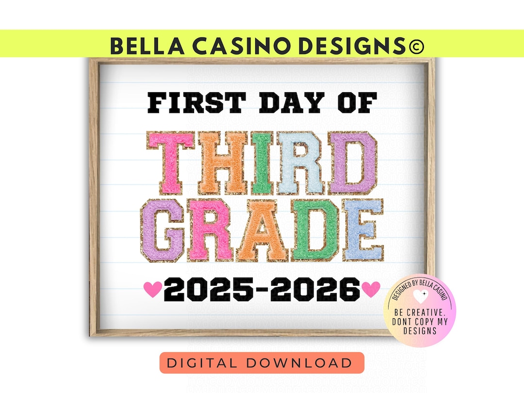 First Day of 3rd Grade Sign Printable - Digital Download - Etsy
