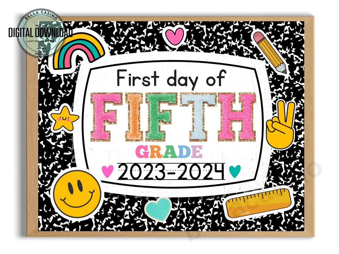 First Day of 5th Grade Sign First Day of School Sign - Etsy Ireland