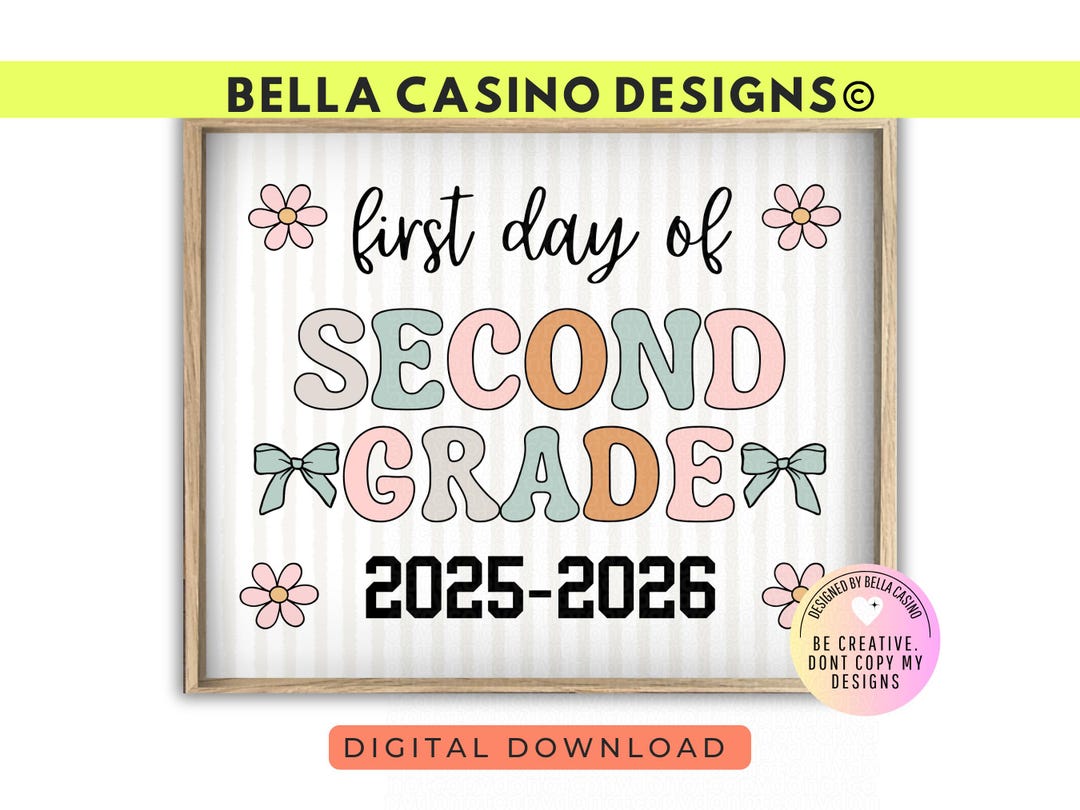 First Day of 2nd Grade Sign Printable - Digital Download - Etsy