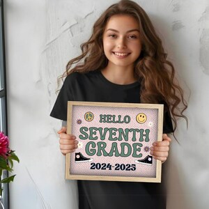 First Day of 7th Grade Sign, First Day of School Sign, Printable 7th ...