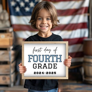 First Day of 4th Grade Sign, First Day of School Sign, Printable 4th ...