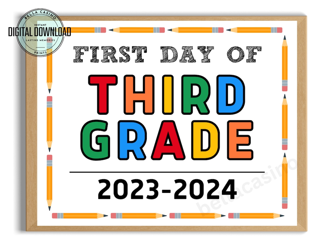 First Day of 3rd Grade Sign, First Day of School Sign, Printable 3rd ...