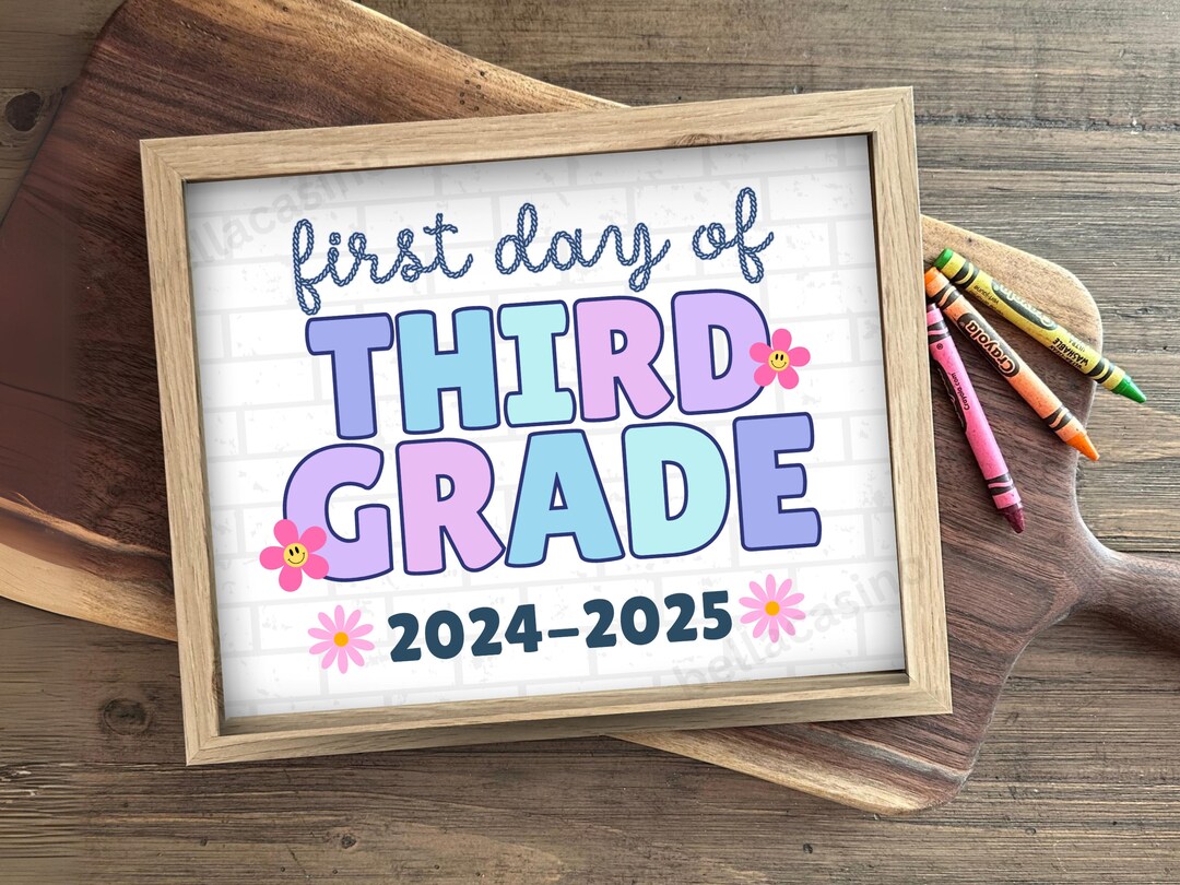 First Day of 3rd Grade Sign, First Day of School Sign, Printable 3rd ...