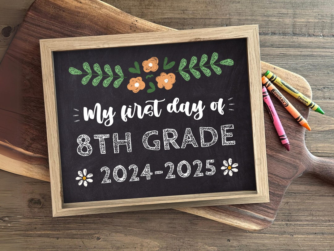 First Day of 8th Grade Printable Sign Instant Digital Download Back to ...