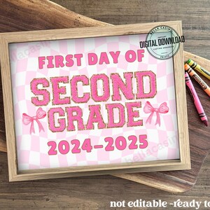 First day of 2nd grade sign Printable Pink Digital Instant Download ...