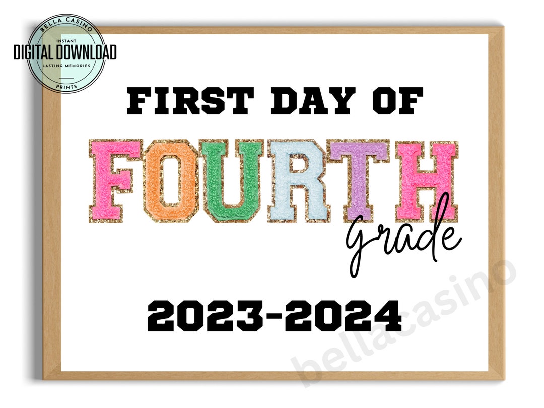First Day of 4th Grade Sign First Day of School Sign - Etsy