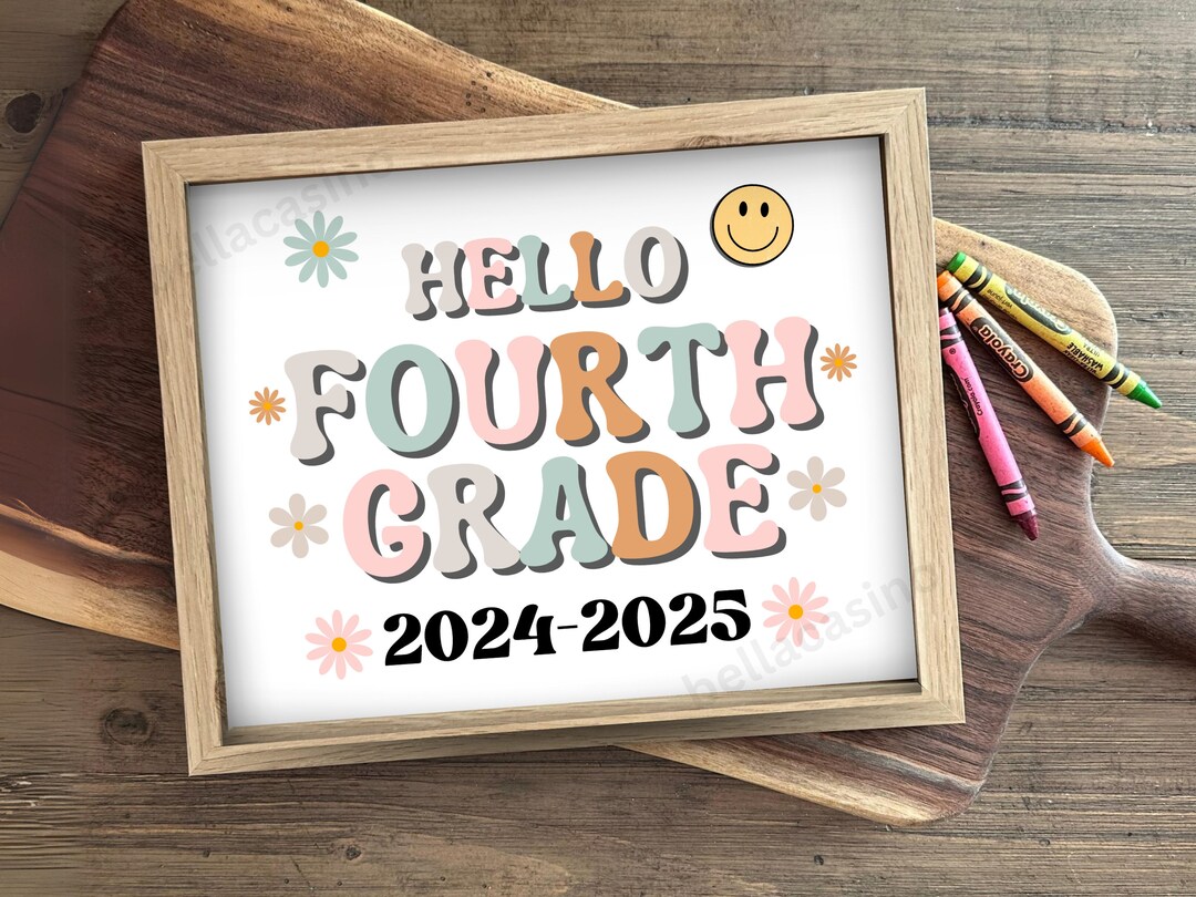 First Day of 4th Grade Sign, First Day of School Sign, Printable 4th ...