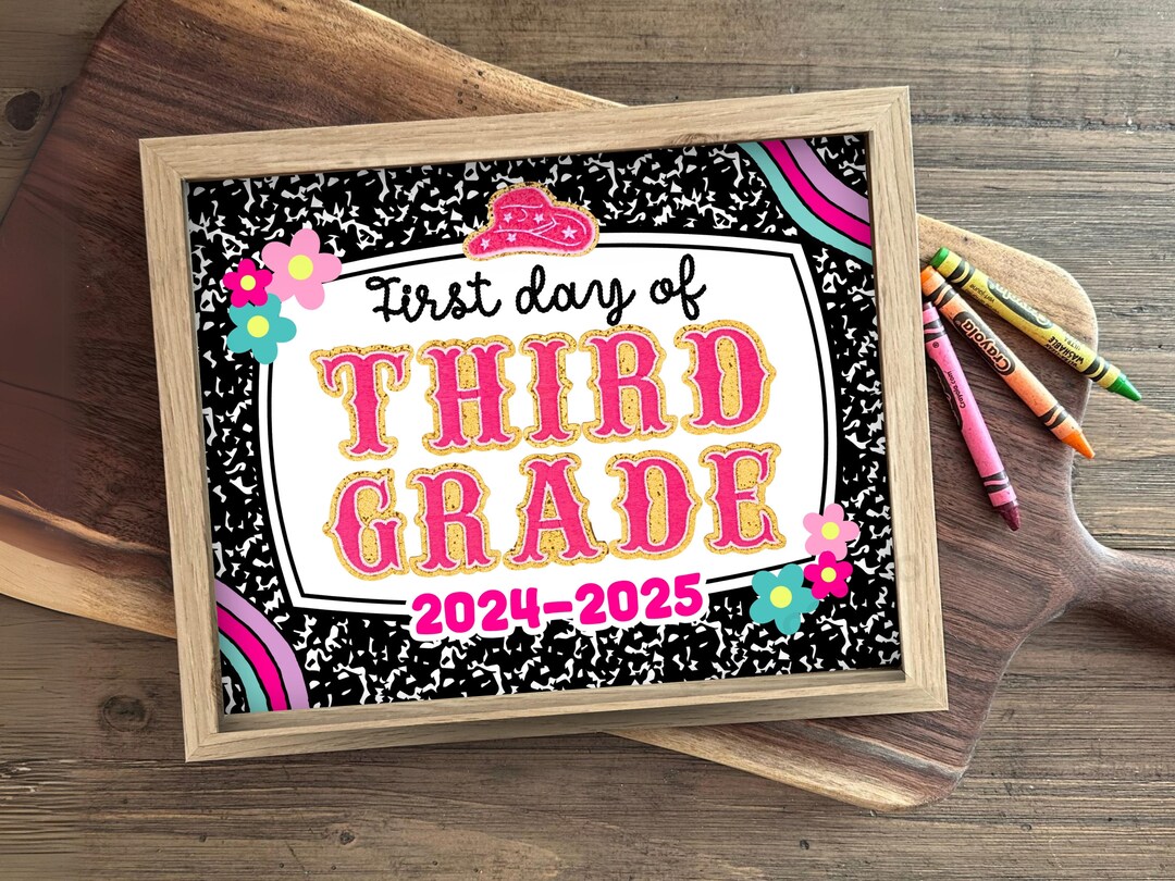 First Day of 3rd Grade Sign, First Day of School Sign, Printable 3rd ...