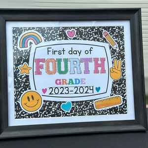 First Day of 4th Grade Sign First Day of School Sign - Etsy