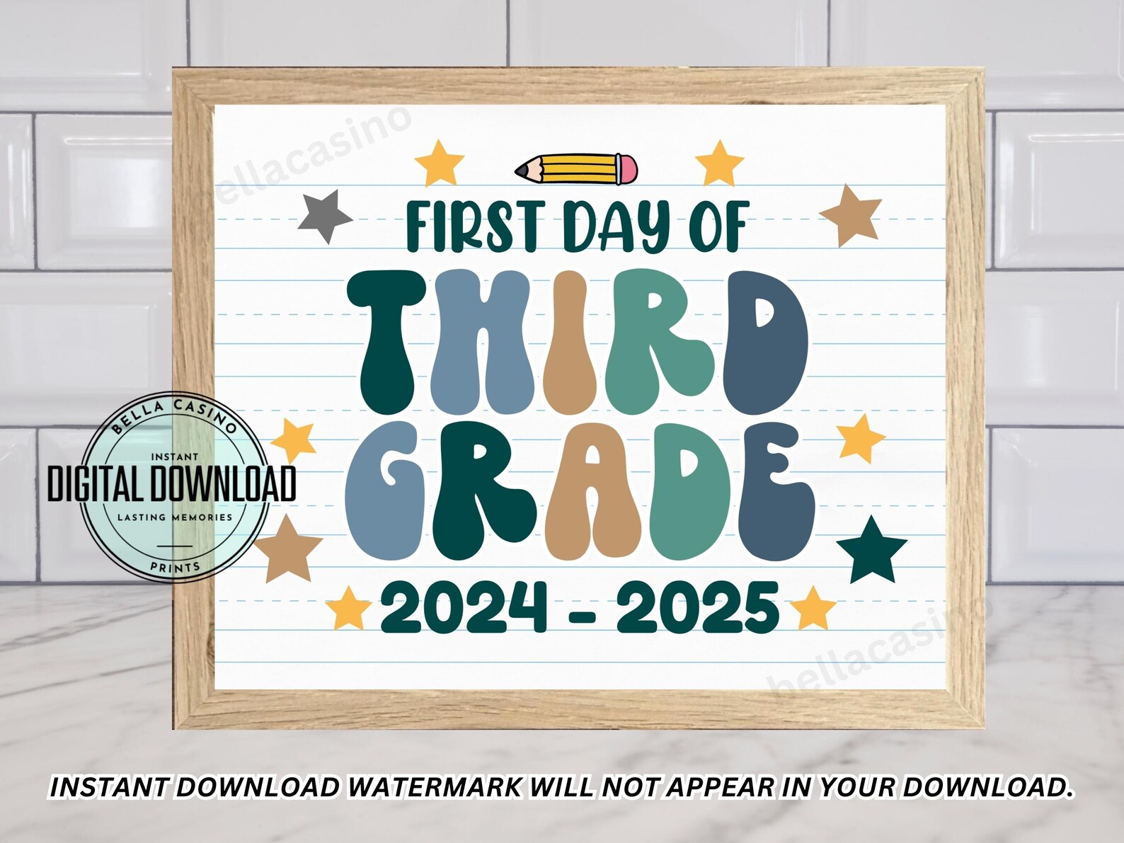 First Day of 3rd Grade Sign, First Day of School Sign, Printable 3rd ...