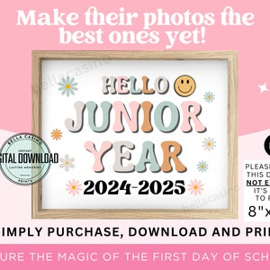 First Day of Junior Year Printable Sign Instant Digital Download Back ...