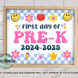 First Day of Pre-k Printable Sign Instant Digital Download Back to ...