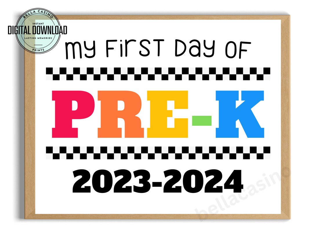 First Day of Pre-k Printable Sign Instant Digital Download Back to ...