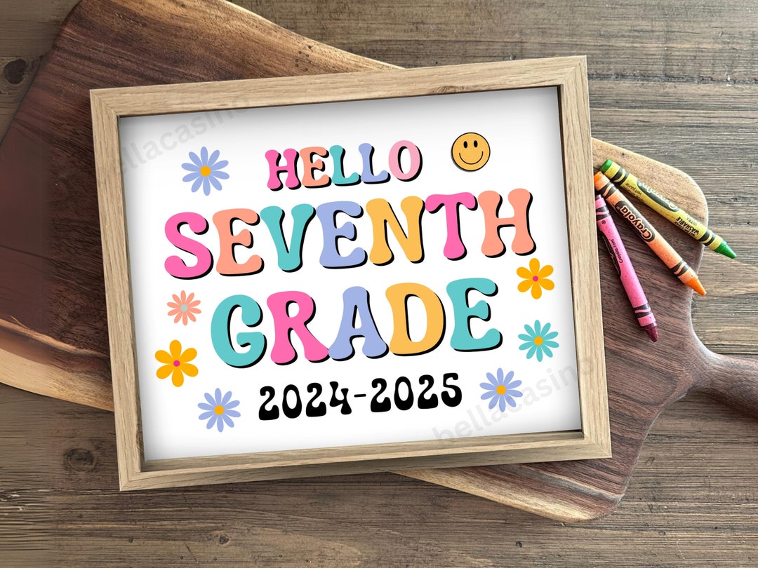 First Day of 7th Grade Sign, First Day of School Sign, Printable 7th ...