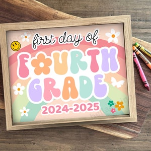 First Day of 4th Grade Sign, First Day of School Sign, Printable 4th ...