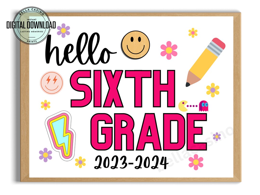 First Day of 6th Grade Sign First Day of School Sign - Etsy