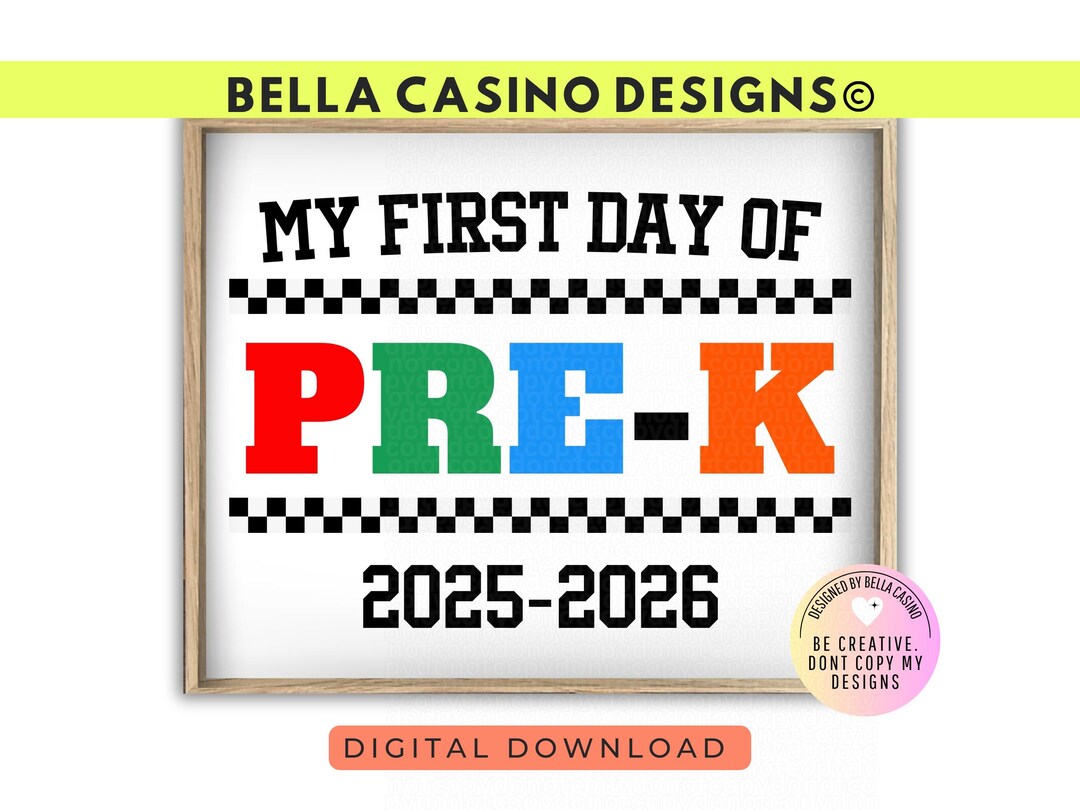 First Day of Pre-k Sign Printable – Back to School Sign for Pre-k – 1st ...