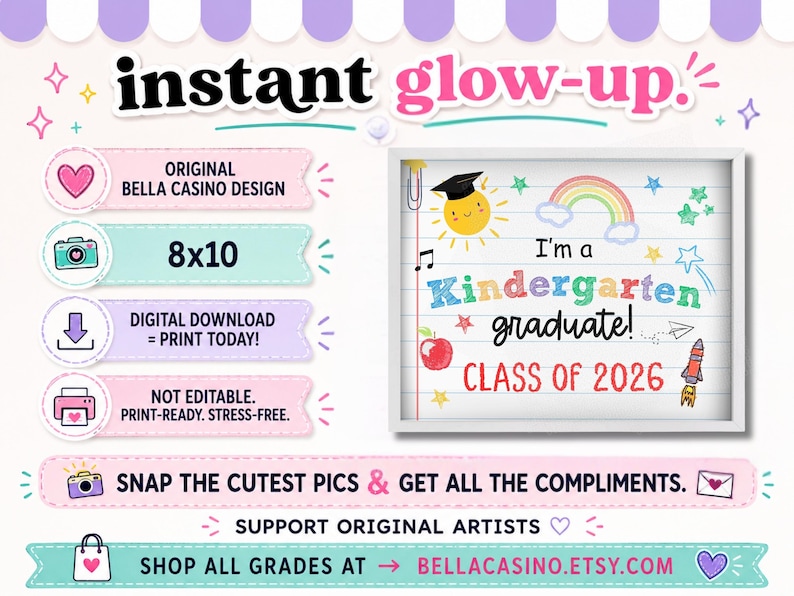 Kindergarten Graduate Sign, Last Day of School, Printable Last Day of ...