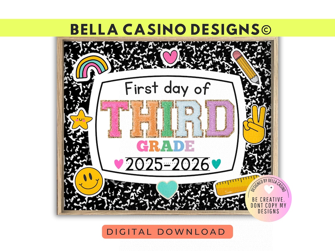 First Day of 3rd Grade Sign, First Day of School Sign, Printable 3rd ...