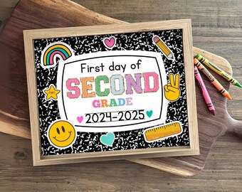 First Day of 2nd Grade Sign, Printable First Day of School Sign Girl ...