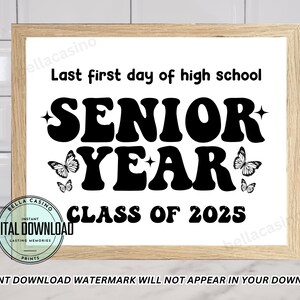 First Day of Senior Year Printable Sign Instant Digital Download Back ...
