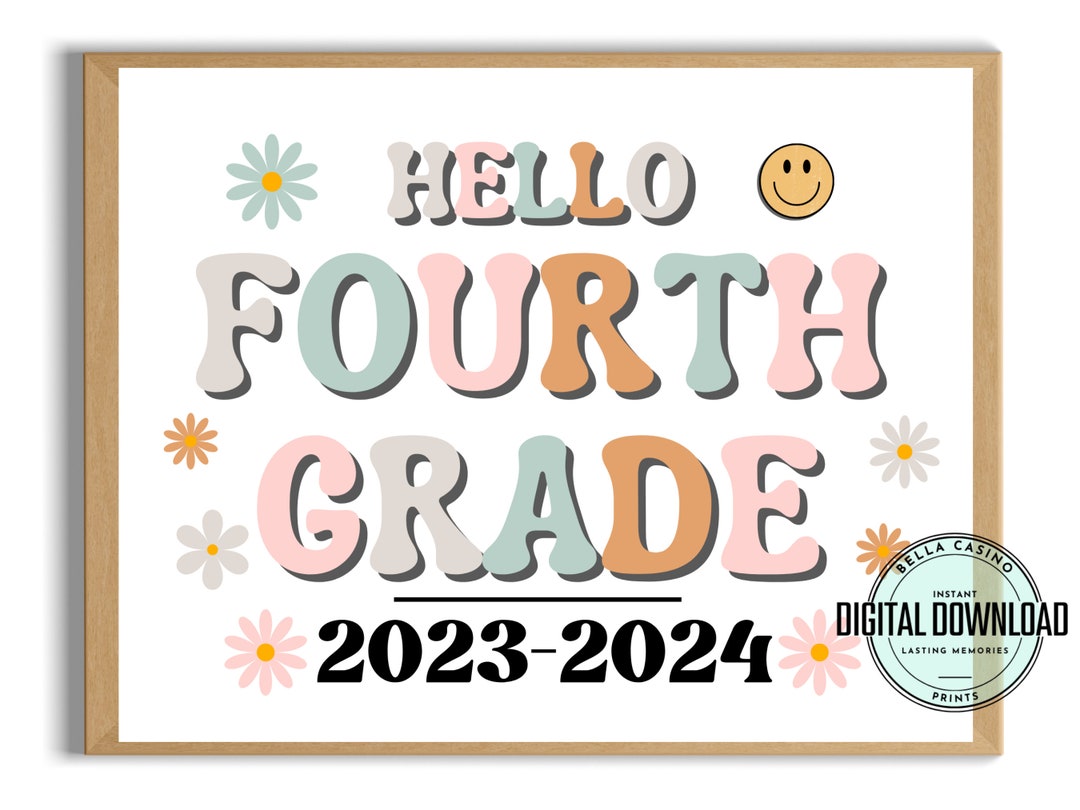 First Day of 4th Grade Sign, First Day of School Sign, Printable 4th ...