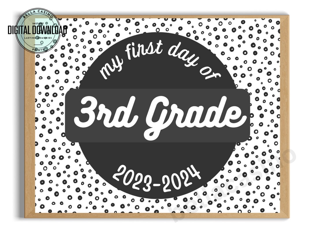 First Day of 3rd Grade Sign, First Day of School Sign, Printable 3rd ...