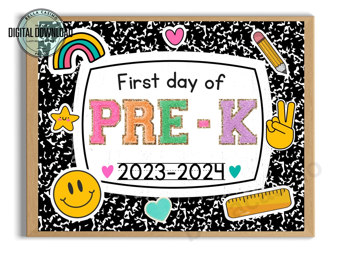First Day of Pre-k Sign, First Day of School Sign, Printable PREK Sign ...