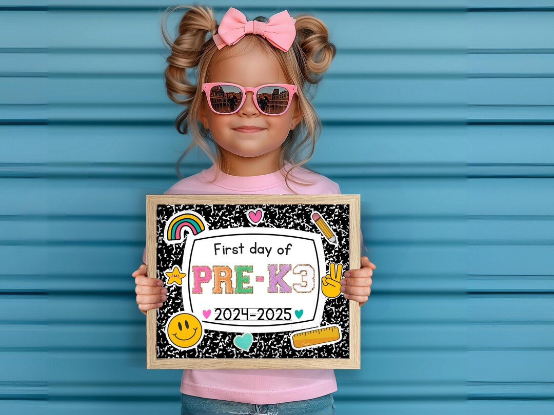 First Day of Pre-K3 Printable Sign Instant Download Back to School ...