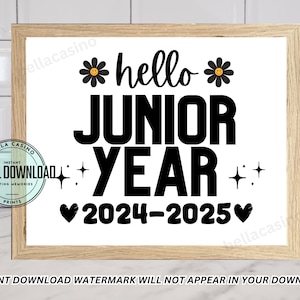 First Day of Junior Year Printable Sign Instant Digital Download Back ...
