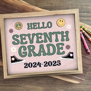 First Day of 7th Grade Sign, First Day of School Sign, Printable 7th ...