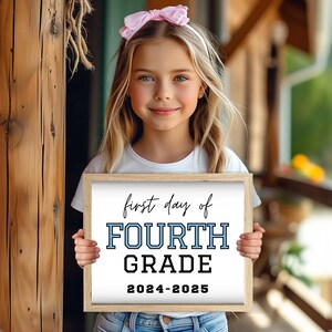 First Day of 4th Grade Sign, First Day of School Sign, Printable 4th ...