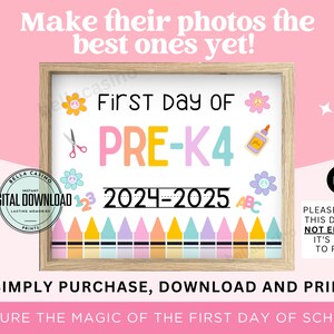 First Day of Pre-k4 Printable Sign Instant Digital Download Back to ...
