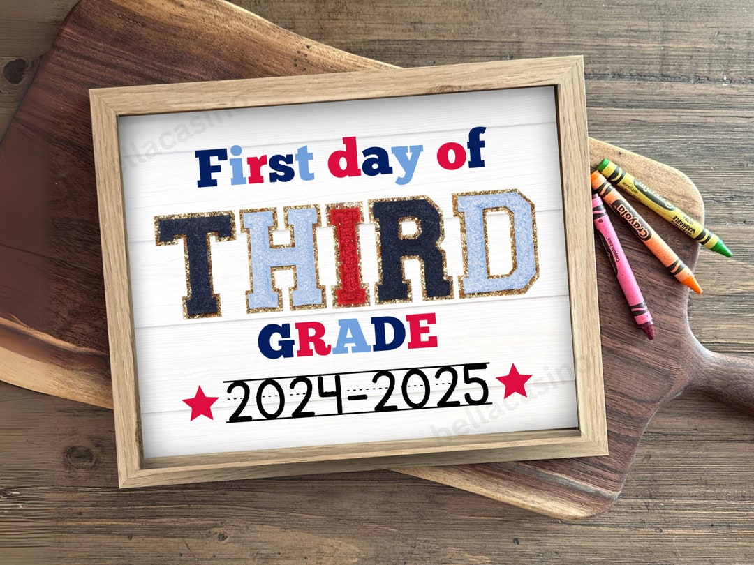 First Day of 3rd Grade Sign, First Day of School Sign, Printable 3rd ...