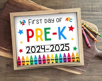 First Day of Pre-k Back to School Sign Printable Digital Download - Etsy