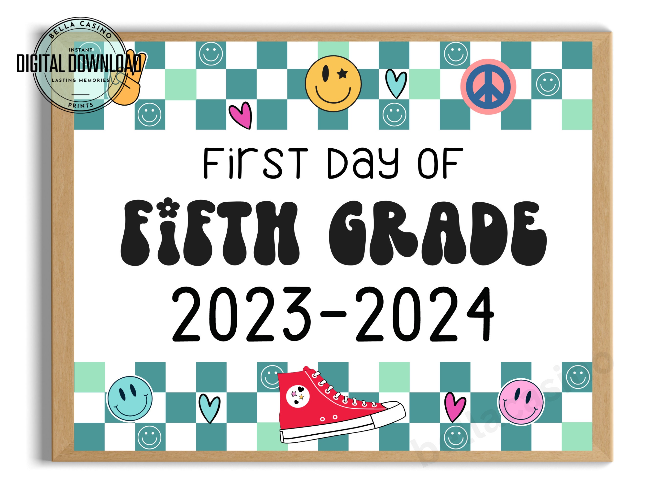 First Day of 5th Grade Sign, First Day of School Sign, Printable 5th ...