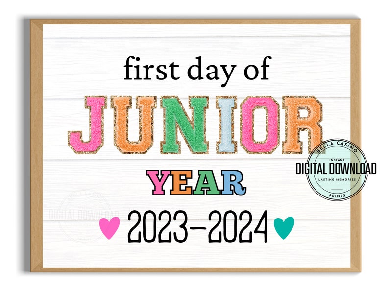 First Day of Junior Year Sign, First Day of High School Sign, Printable ...
