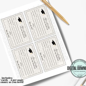 Advice and Wishes for the Graduate Printable Cards, Graduation Table ...