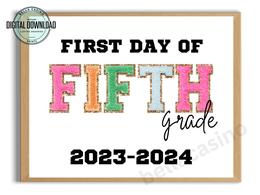 First Day of 5th Grade Sign First Day of School Sign - Etsy