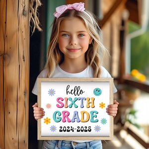 First Day of 6th Grade Sign, First Day of School Sign, Printable 6th ...