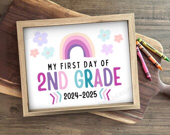First Day of 2nd Grade Sign, First Day of School Sign, Printable 2nd ...