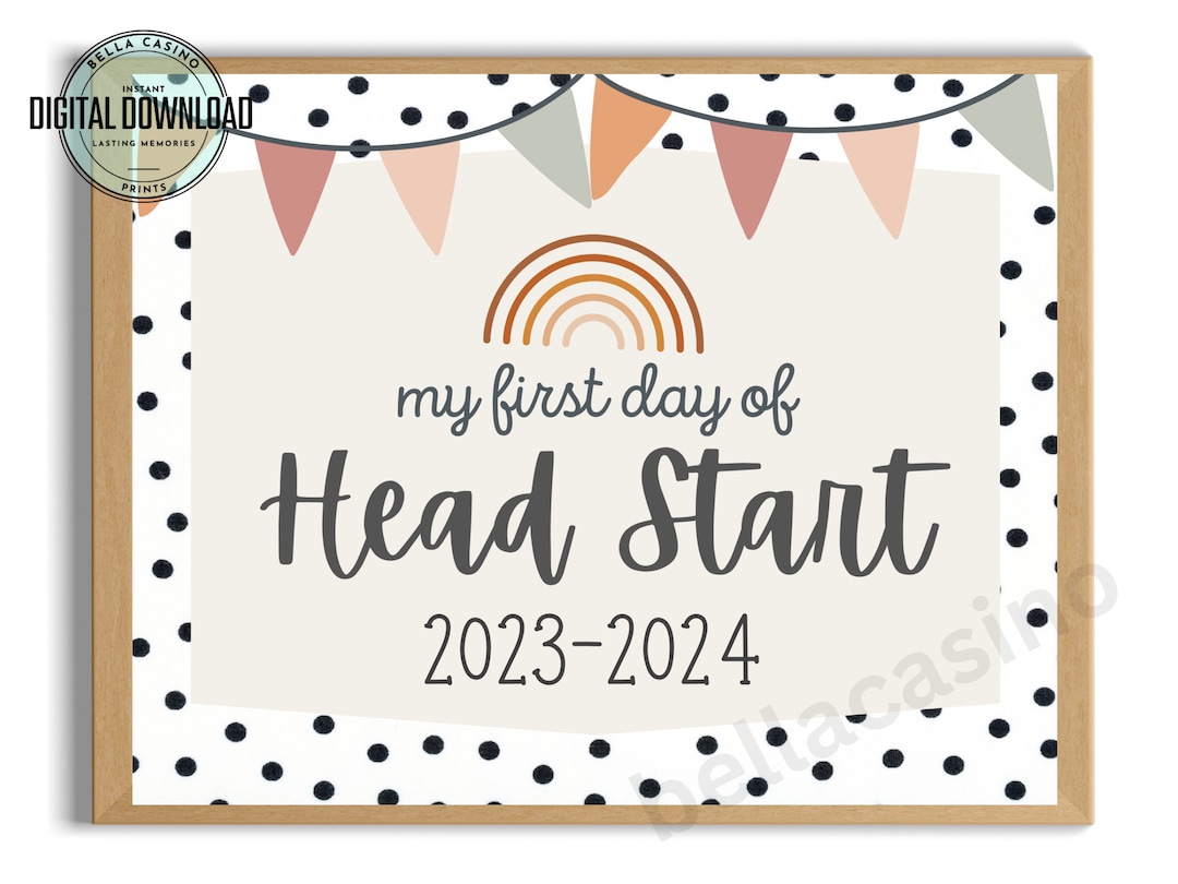 First Day of Head Start Printable School Sign, Instant Digital Download ...