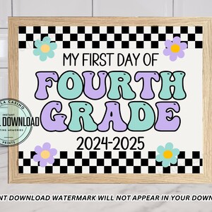 First Day of 4th Grade Sign, First Day of School Sign, Printable 4th ...