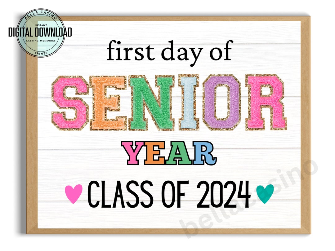 First Day of Senior Year Sign, First Day of 12th Grade Sign, Printable ...