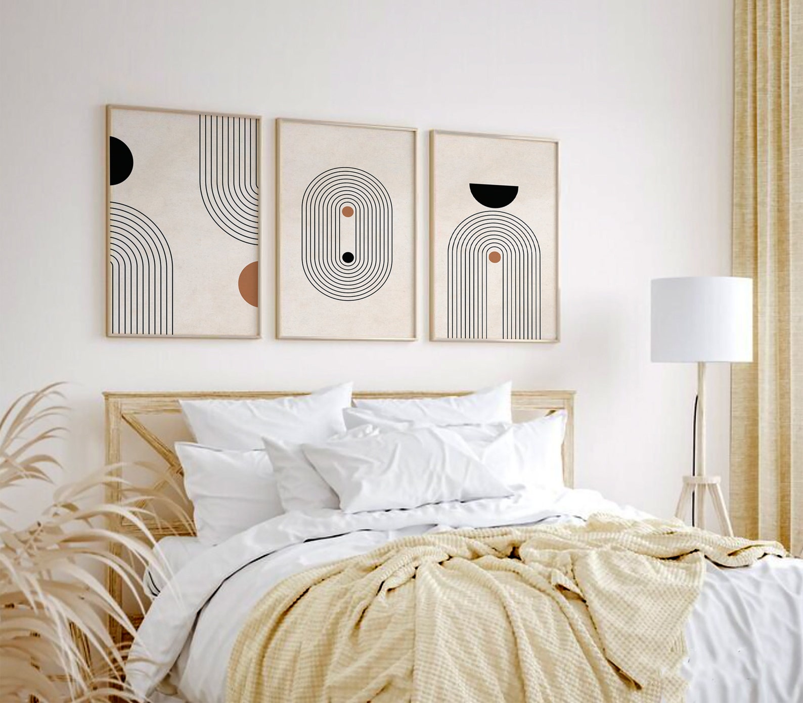 Mid Century Modern Printable Wall Art Set of 3, Neutral Abstract ...