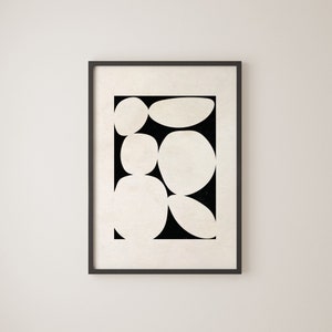 Black Abstract Art Print, Modern Printable Wall Art, Black and Beige ...