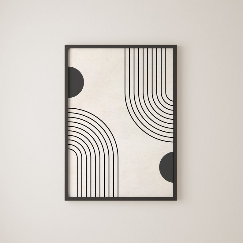 Mid Century Modern Printable Wall Art Set of 3, Neutral Black Art ...