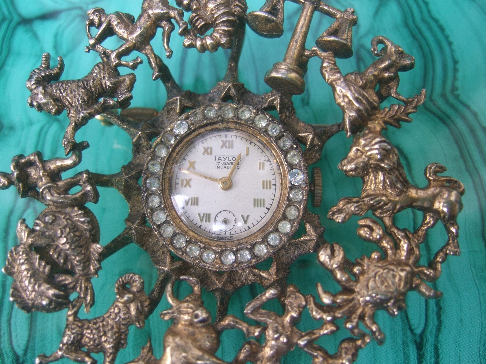 Exquisite Sterling Gilt Vermeil Astrological Clock Brooch | Etsy