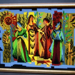 Exquisite Artisan Handmade Needlepoint Four Seasons Large Wall Mural in ...